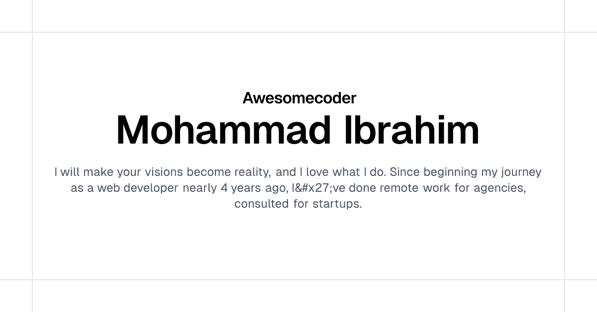 Mohammad Ibrahim | Awesomecoder